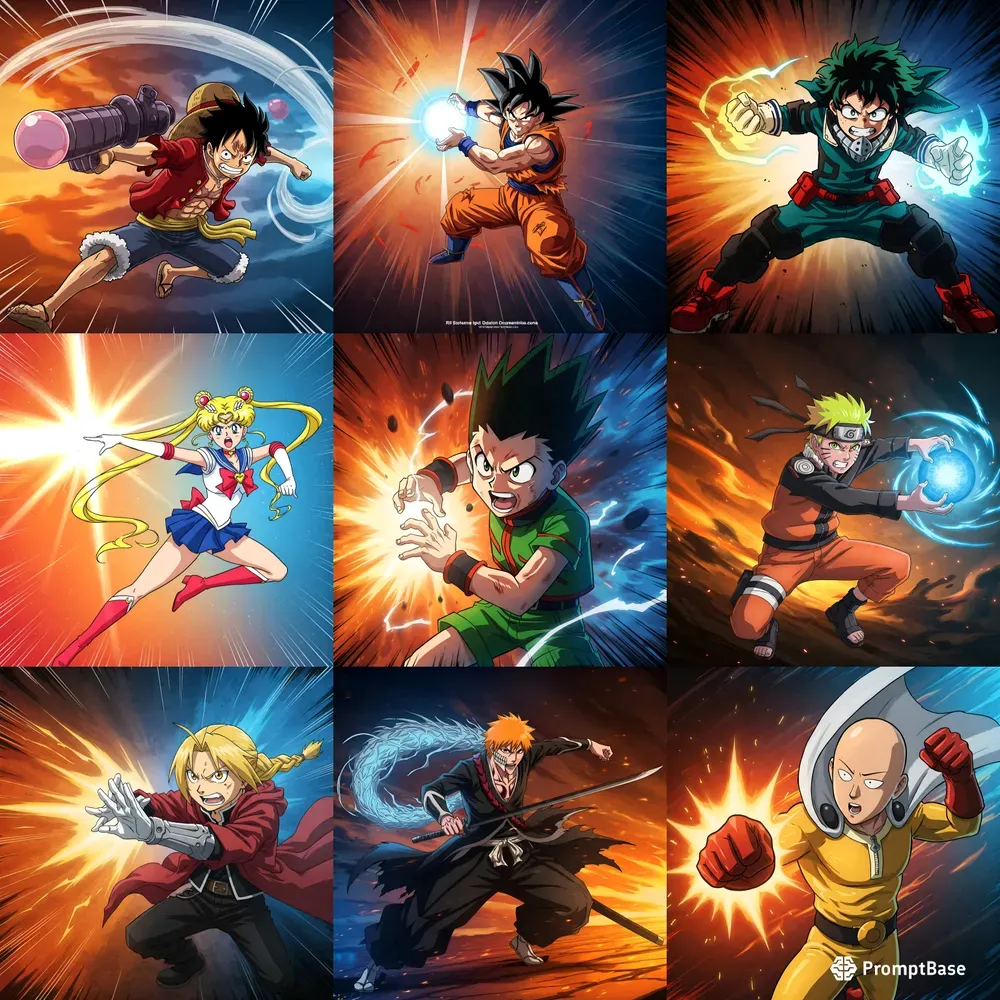Anime Characters With Signature Moves Imagen Prompt | PromptBase