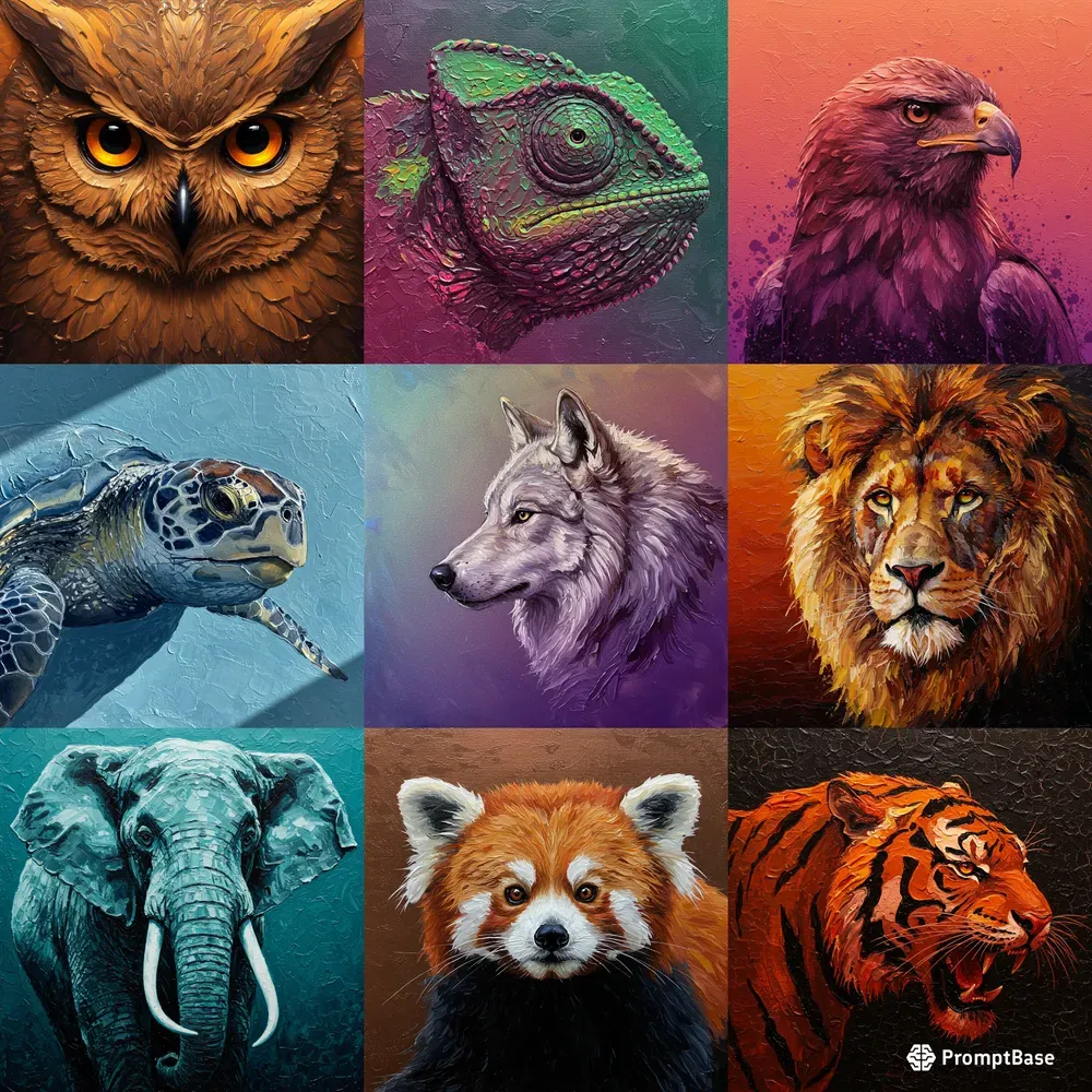 Textured Gradient Animal Portraits Imagen Prompt | PromptBase