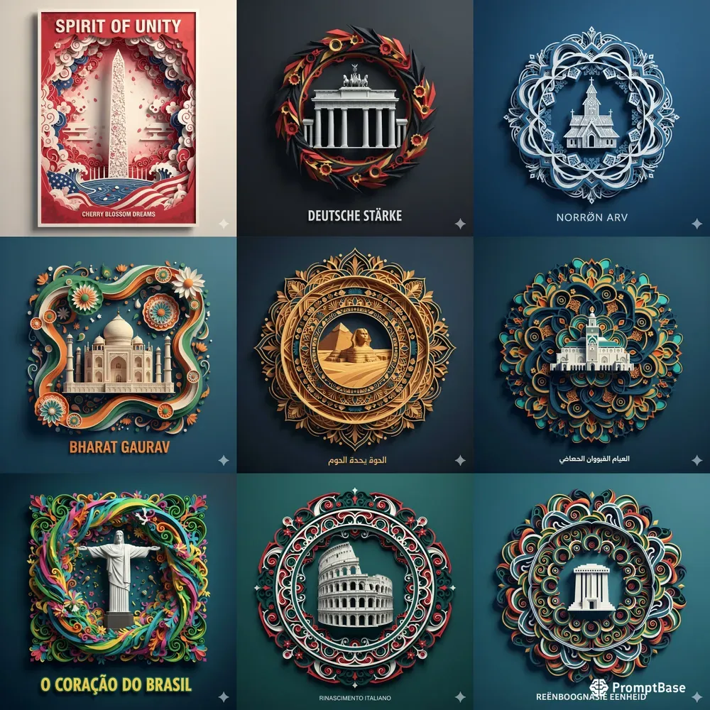 Global Monuments Paperart Posters Pack Gemini Image Prompt | PromptBase
