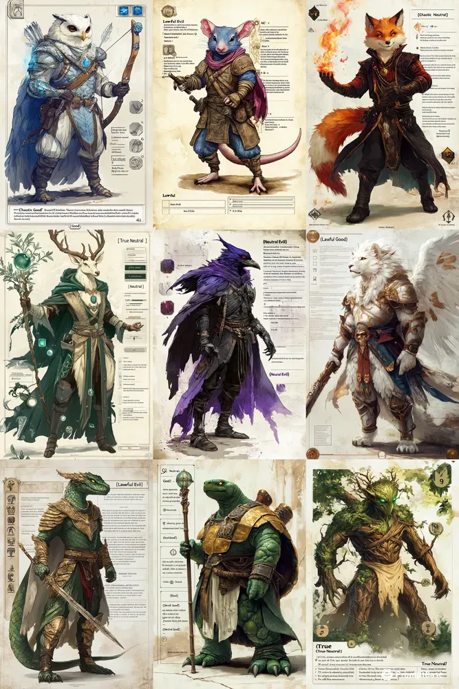 DnD Character Sheets On Parchment Midjourney Prompt | PromptBase