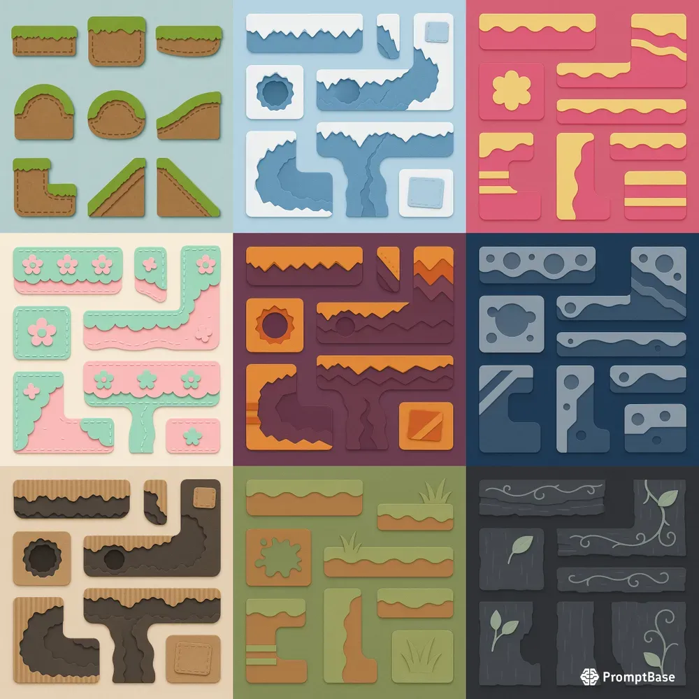 2D Paper Cutout Platform Tiles Packs ChatGPT Image Prompt | PromptBase