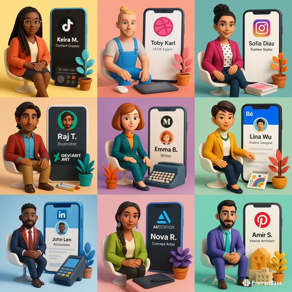 Clay Style Business Avatars ChatGPT Image Prompt | PromptBase