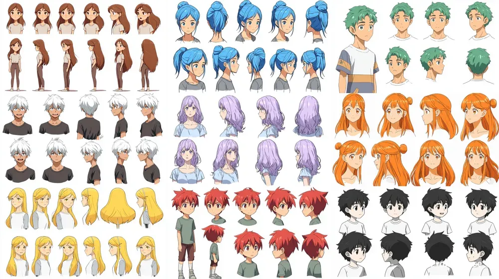 Simple Anime Character Sheets Midjourney Prompt | PromptBase