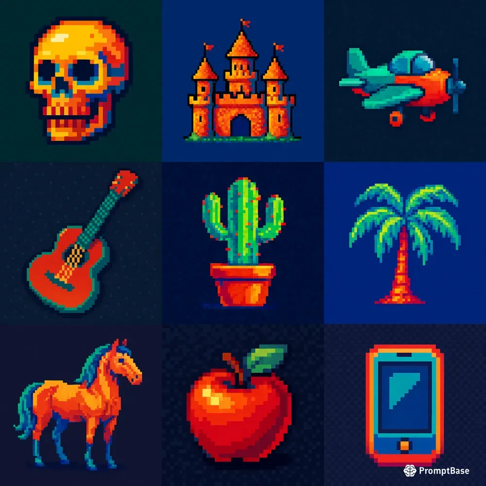 Elements Of Retro Video Game Pixel Art ChatGPT Image Prompt | PromptBase