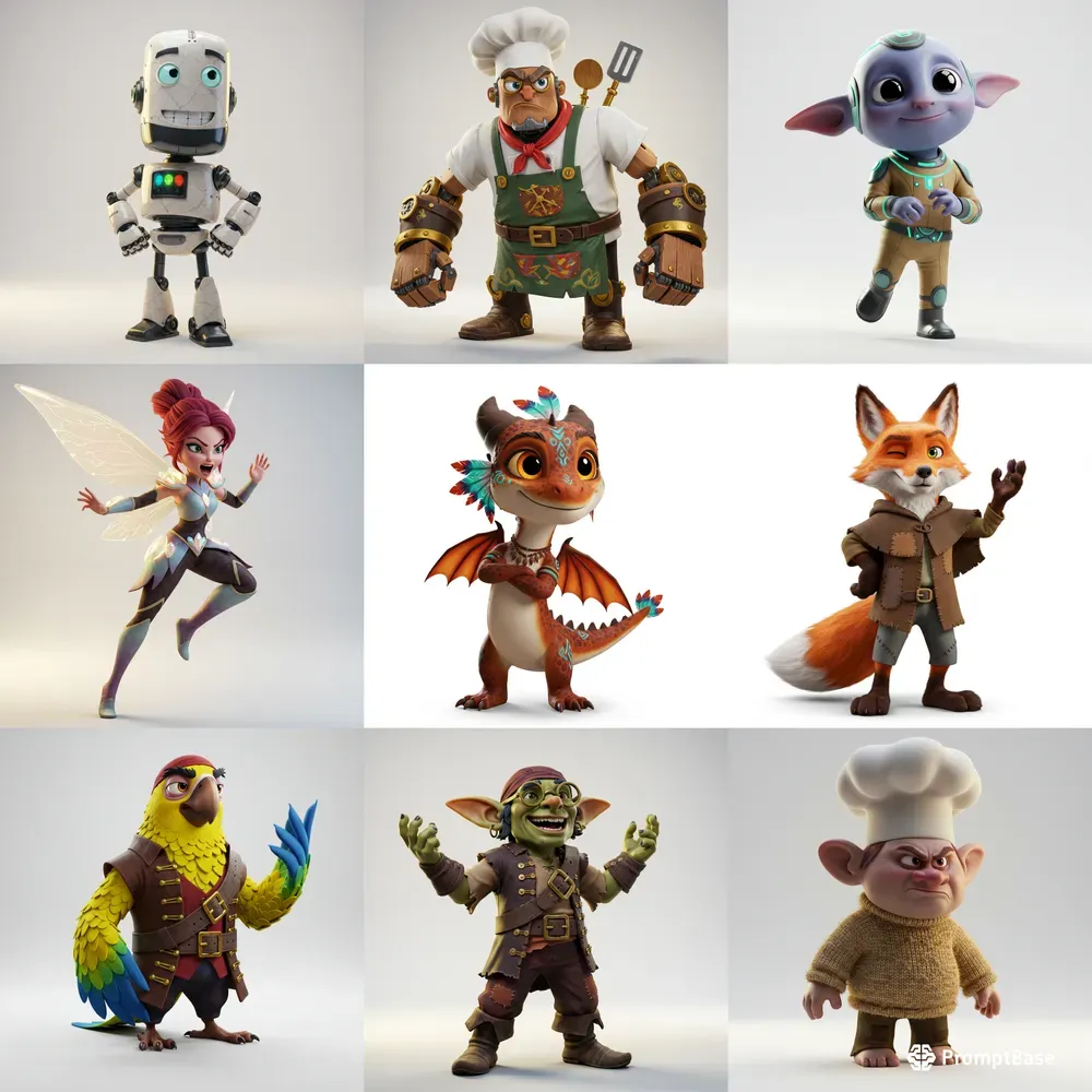 Stylized Pixar Dreamworks Characters Imagen Prompt | PromptBase