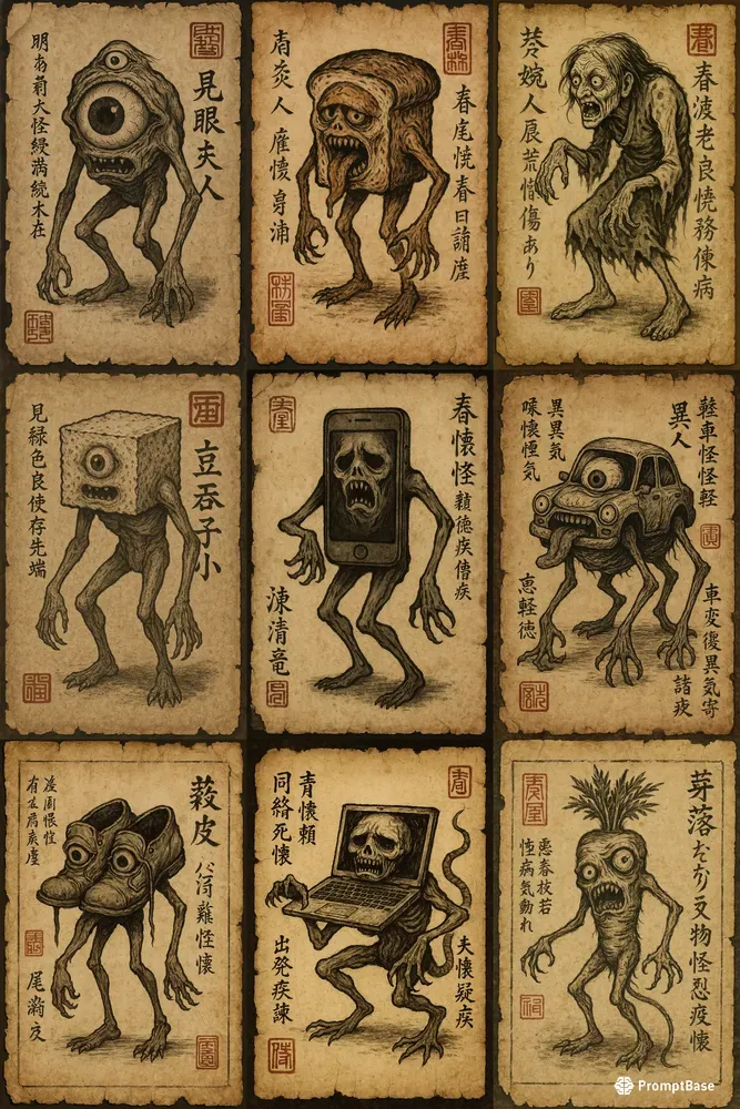 Cursed Yokai Catalog Page Generators ChatGPT Image Prompt | PromptBase