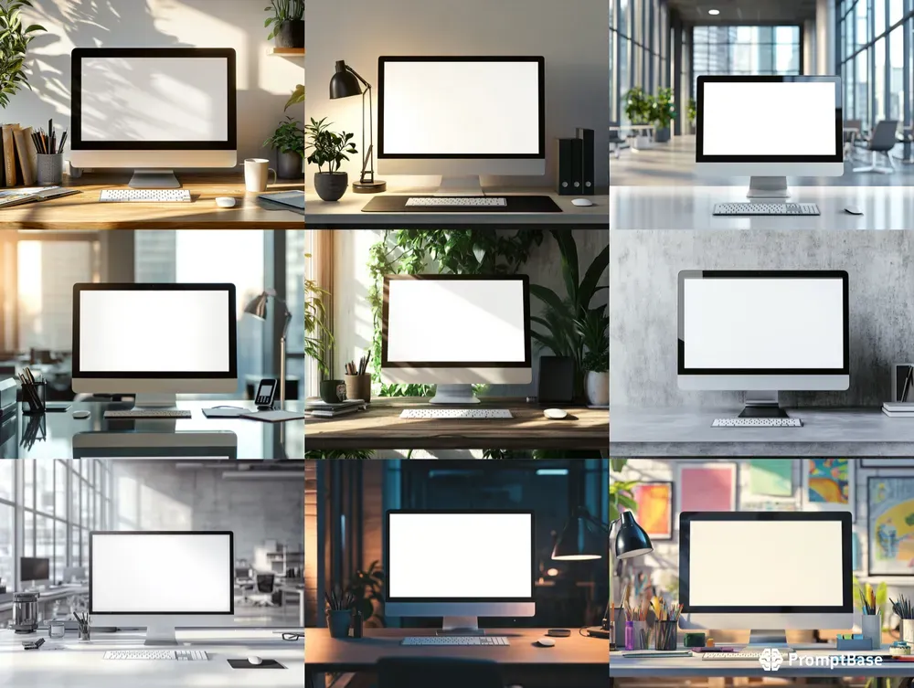 Desktop Computer Business Mockup Sets Midjourney Prompt | PromptBase