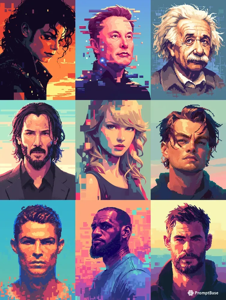 Retro Pixelart Portraits Midjourney Prompt | PromptBase