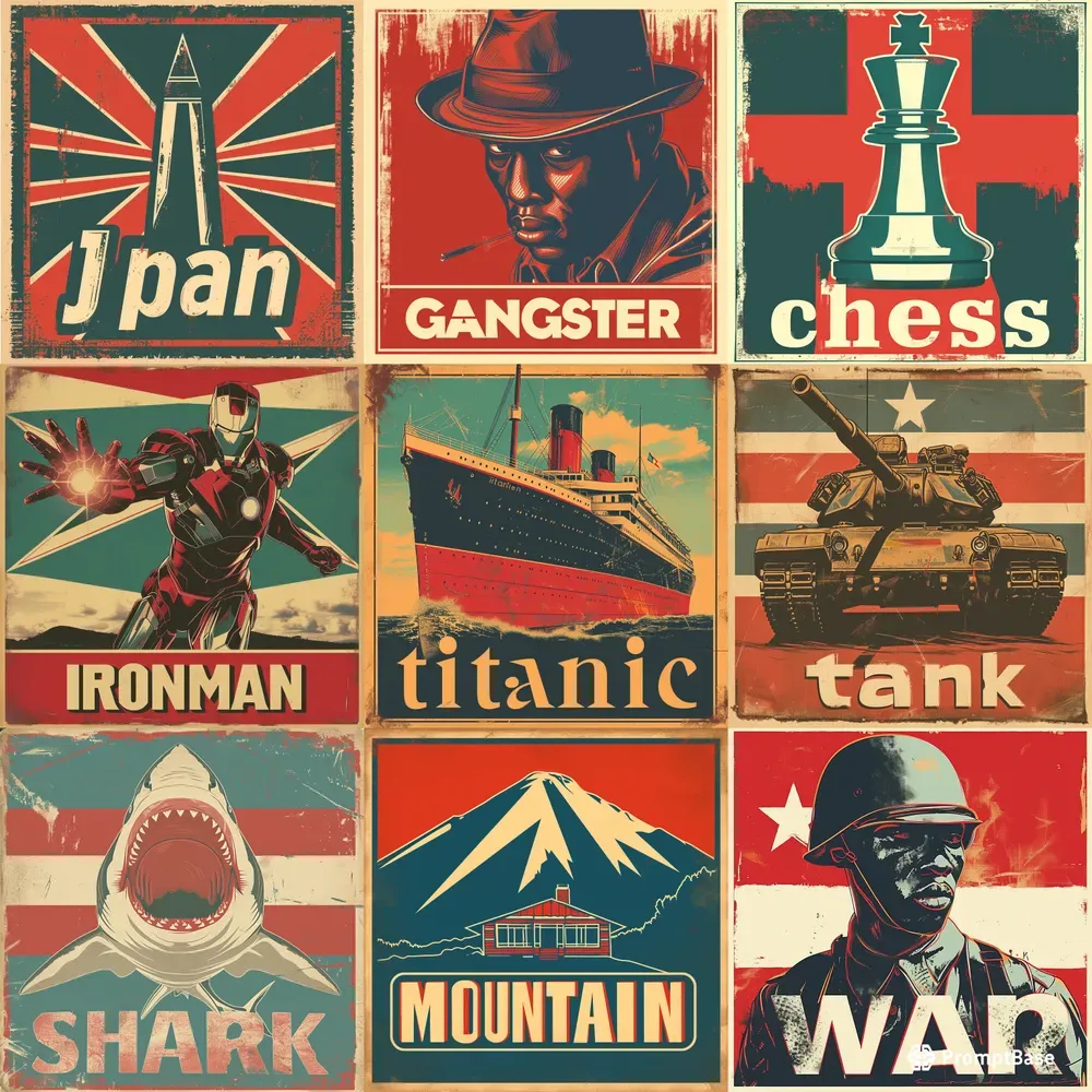 Vintage Propaganda Posters Midjourney Prompt | PromptBase