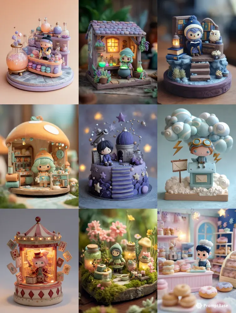 Fairytale Chibi Clay Characters Midjourney Prompt | PromptBase
