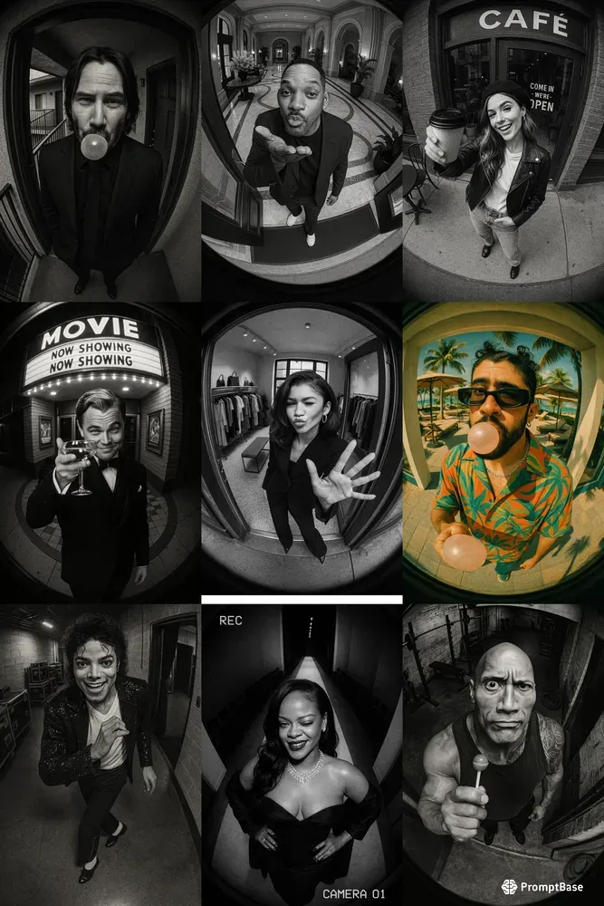 Fisheye Character Scenes ChatGPT Image Prompt | PromptBase