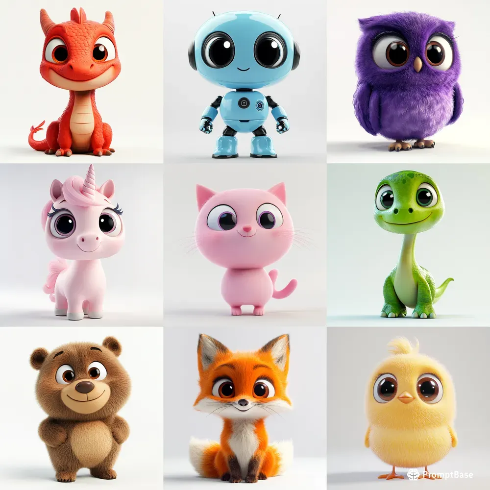 Pixarstyle Cute 3D Character Renders Midjourney Prompt | PromptBase