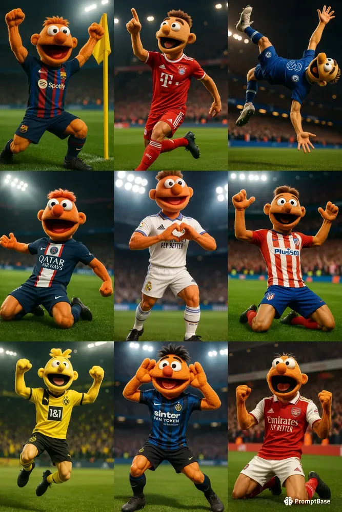 Muppet Style Football Cartoon Characters ChatGPT Image Prompt | PromptBase