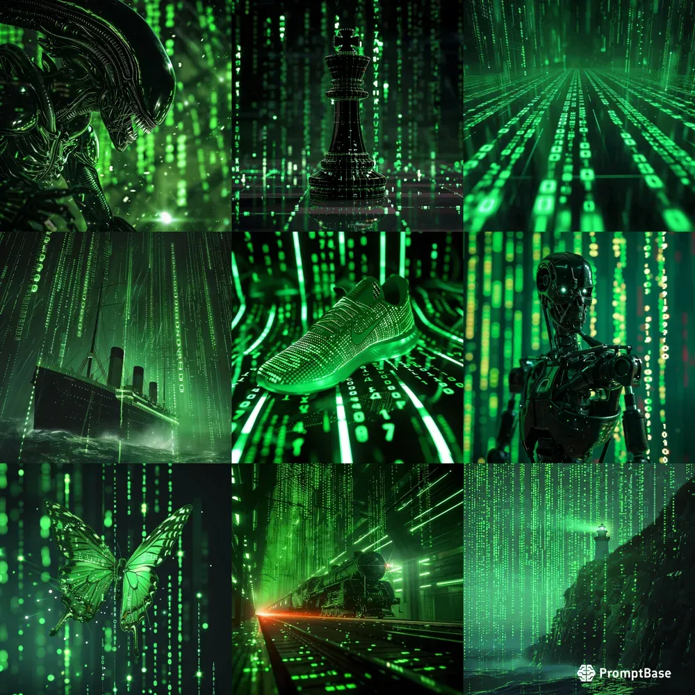 Uhd Code Matrix Style Images Midjourney Prompt | PromptBase