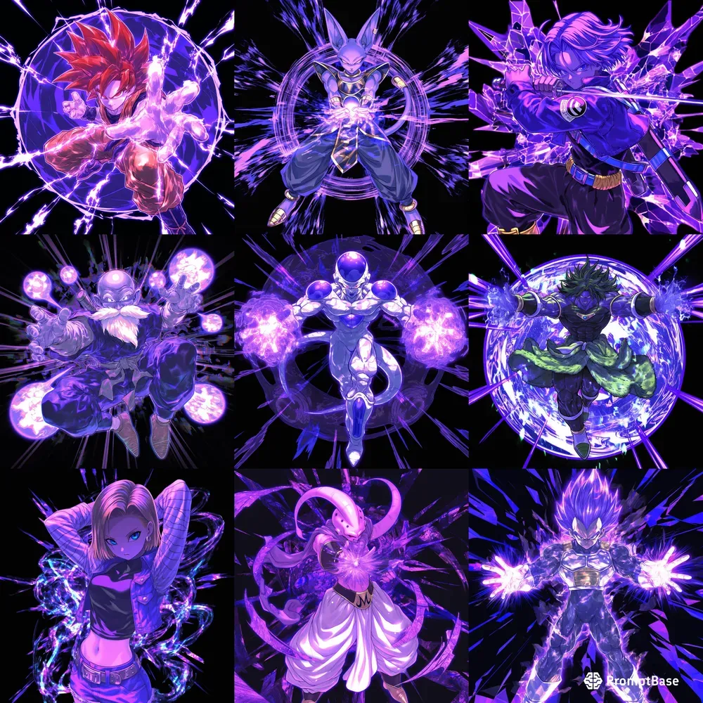 Vibrant Dragon Ball Energy Auras Midjourney Prompt | PromptBase