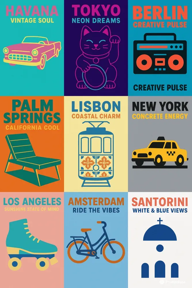 Minimal City Posters ChatGPT Image Prompt | PromptBase