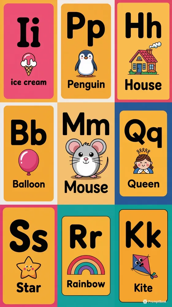 Alphabet Cards For Kids Ideogram Prompt | PromptBase