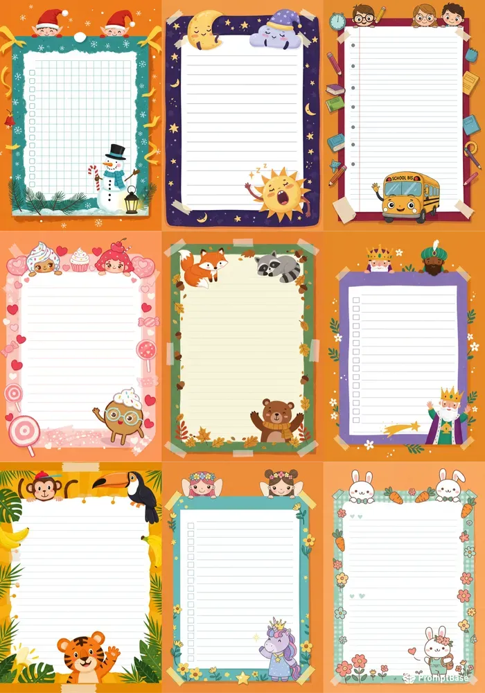 Cartoon Notepads With Cute Characters Imagen Prompt | PromptBase