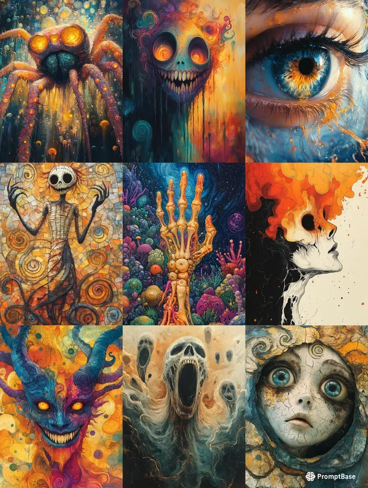 Nightmare Fractals Haunted Visions Midjourney Prompt | PromptBase