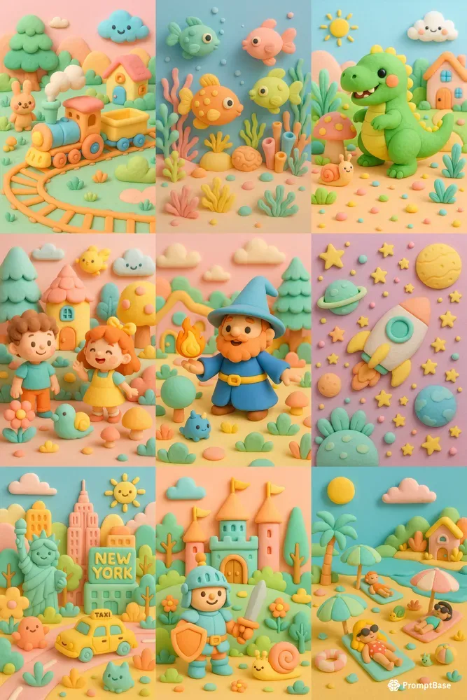 Handmade 3D Pastel Clay Worlds ChatGPT Image Prompt | PromptBase
