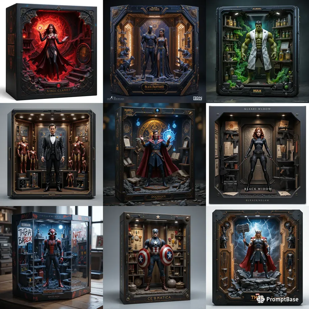 Marvel Legacy Collector Display Boxes Imagen Prompt | PromptBase