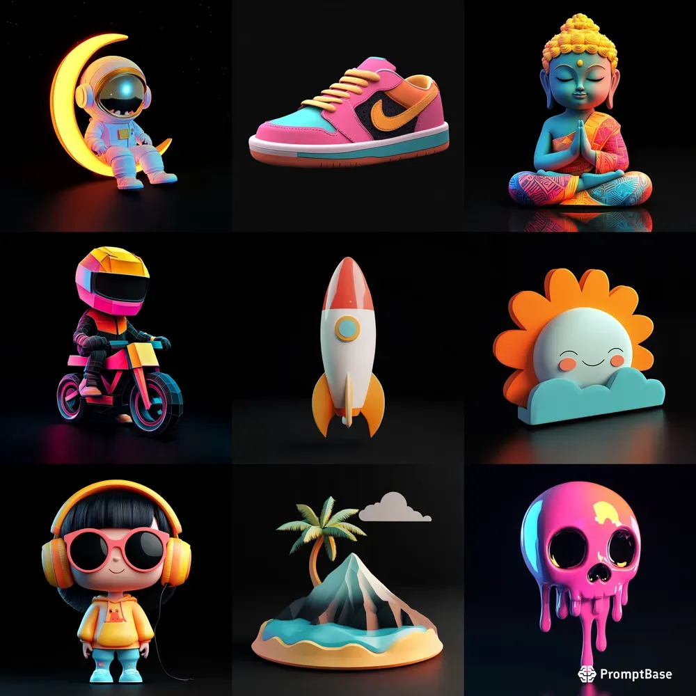 Cute 3D Objects Models Midjourney Prompt | PromptBase