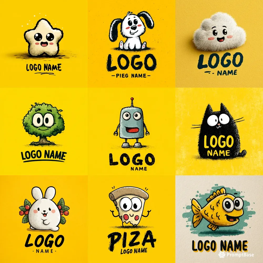 Minimalist Cartoon Logos Midjourney Prompt | PromptBase