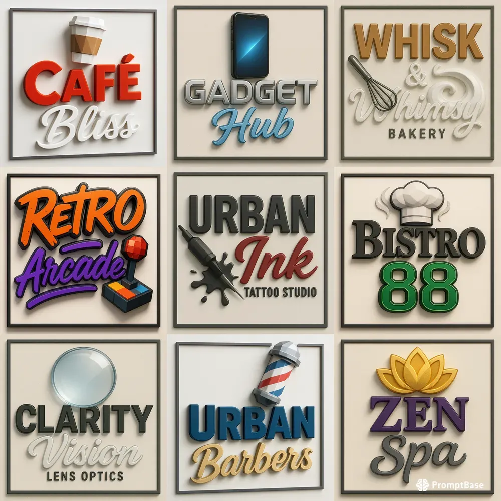 Realistic 3D Signages With Branding Art ChatGPT Image Prompt | PromptBase