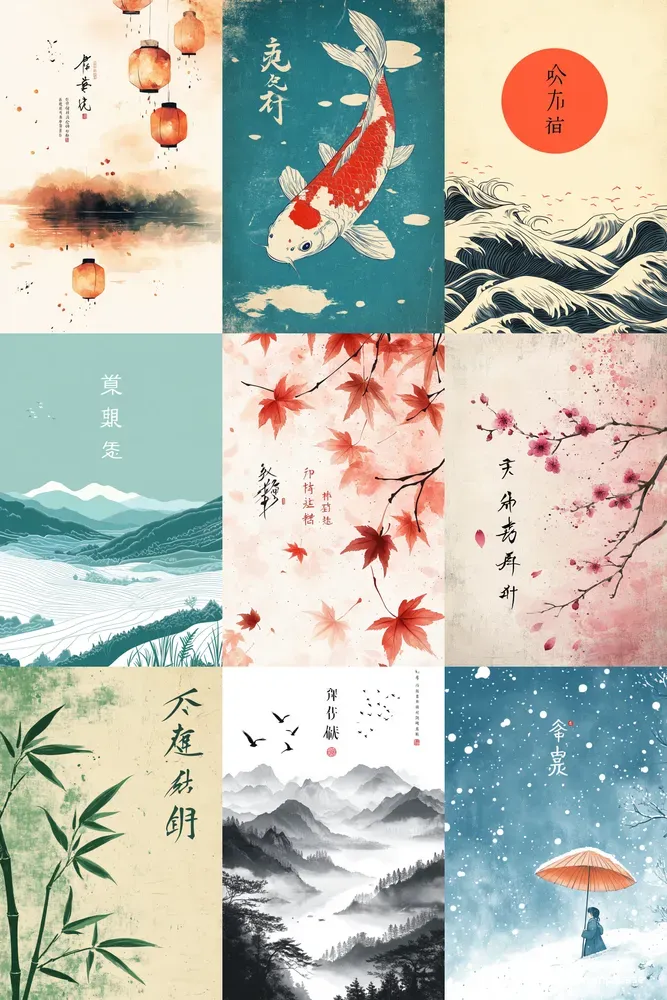 Japanese Style Book Covers Midjourney Prompt | PromptBase