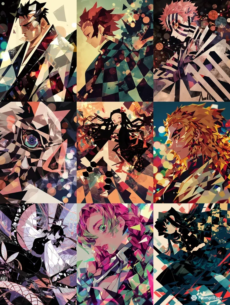 Cubist Demon Slayer Wallpapers Midjourney Prompt | PromptBase