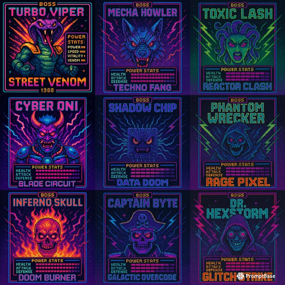 Retro Arcade Boss Posters ChatGPT Image Prompt | PromptBase