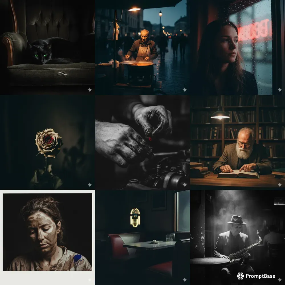 Analog Film Deep Shadow Portraits Gemini Image Prompt | PromptBase