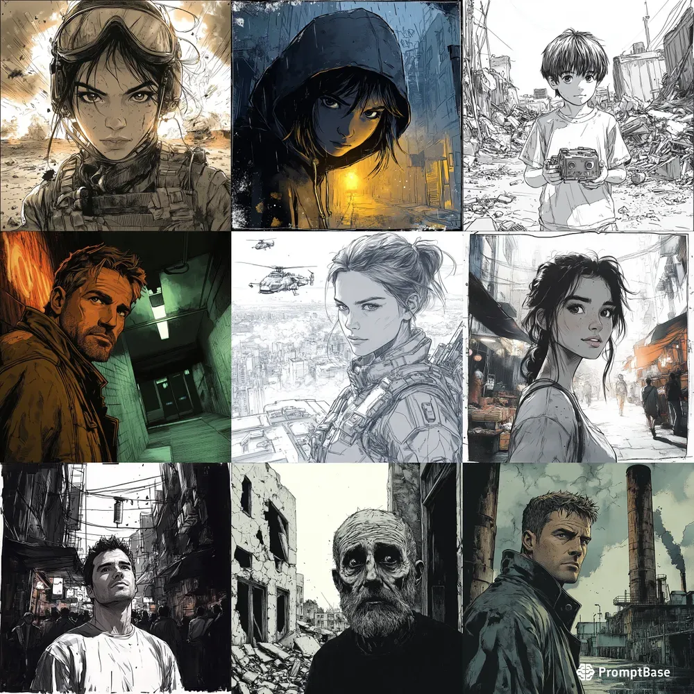 Comic Style Portrait In Storyboard Frame Midjourney Prompt | PromptBase