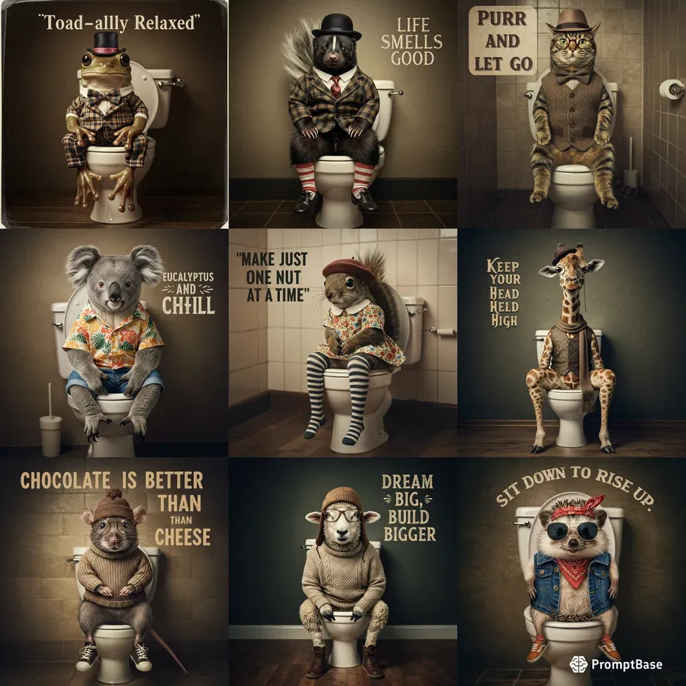 Funny Animals Posters With Messages Imagen Prompt | PromptBase