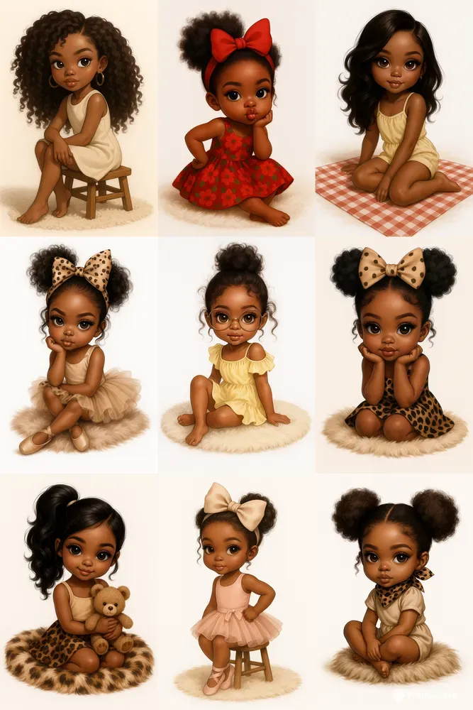 Afro Princess Clipart Packs Cute Styliz ChatGPT Image Prompt | PromptBase
