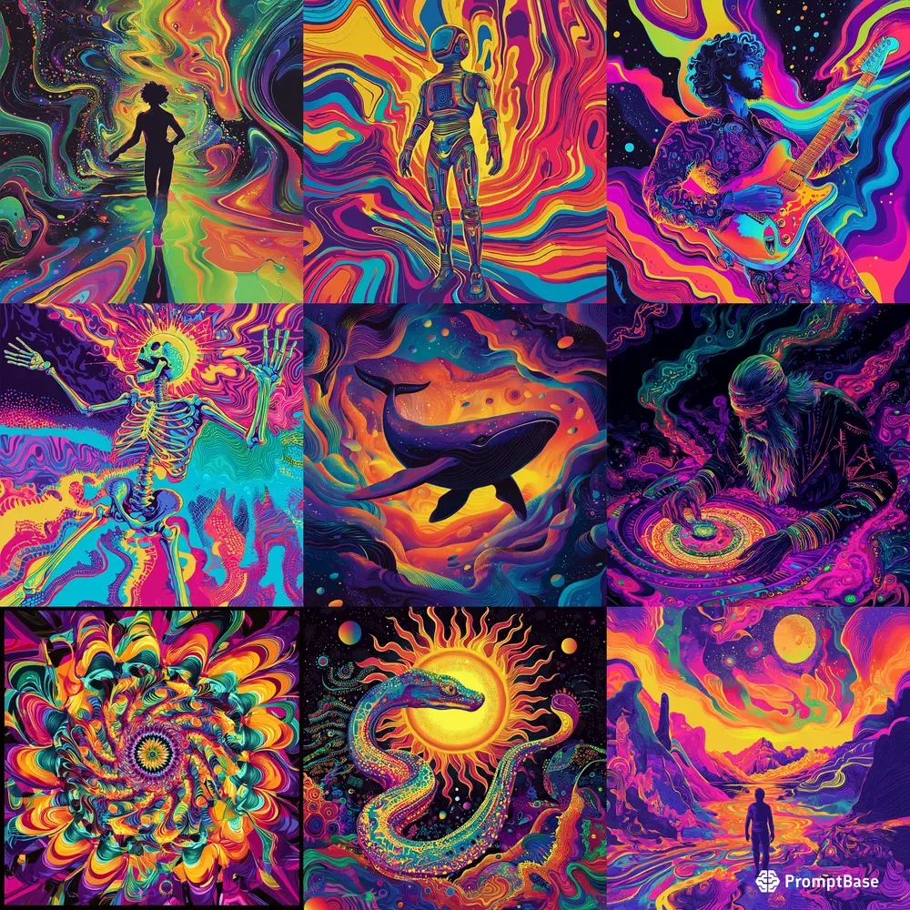Trippy 1970s Album Cover Style Midjourney Prompt | PromptBase
