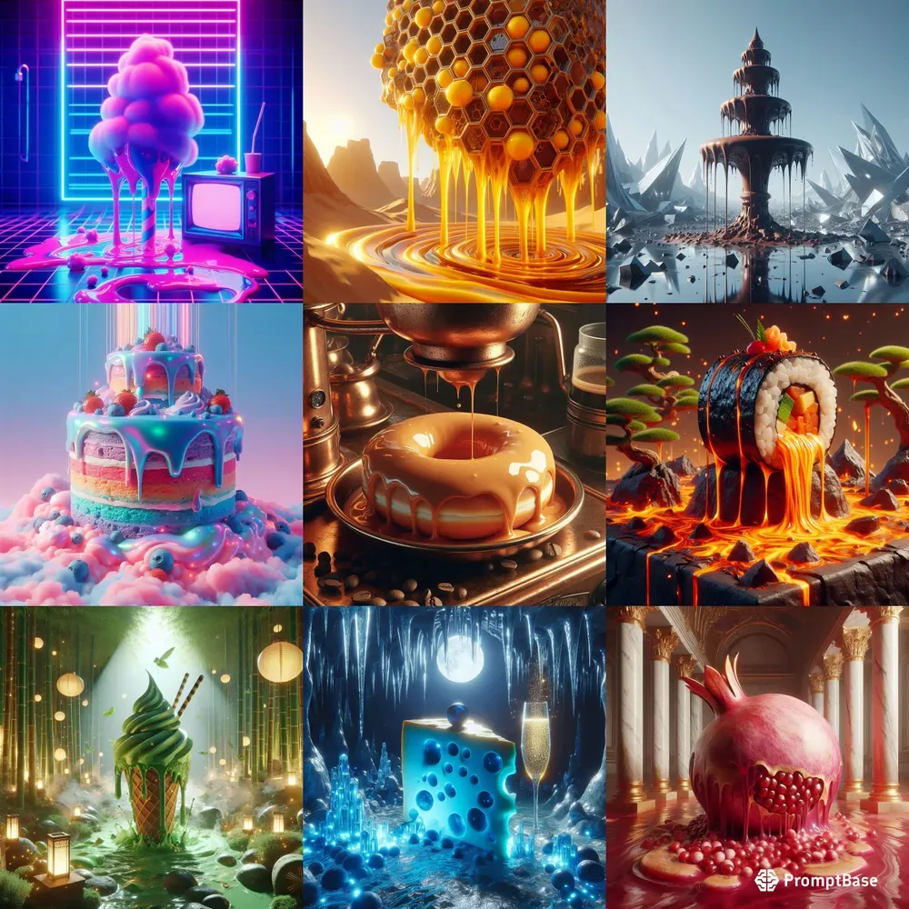 Surreal Foods Melt Ue5 Art DALL·E Prompt | PromptBase