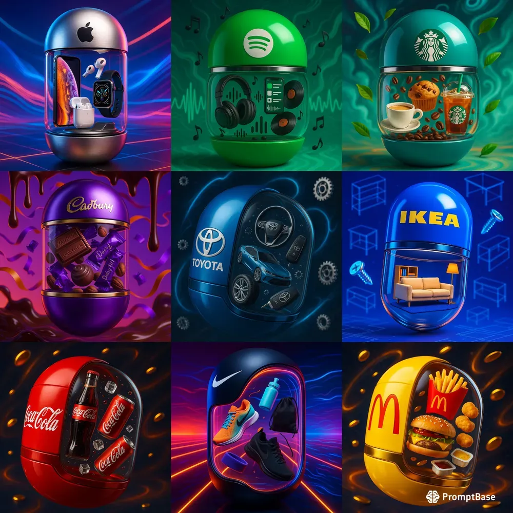 3D Futuristic Brand Product Capsules ChatGPT Image Prompt | PromptBase