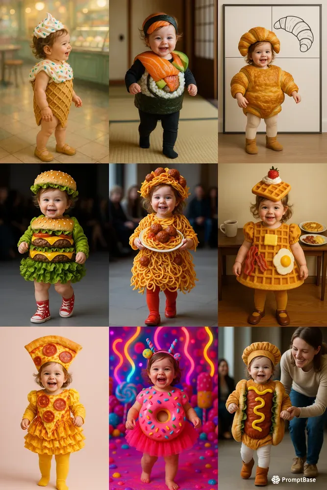 Kids In Foodinspired Costumes ChatGPT Image Prompt | PromptBase