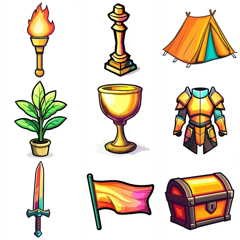 2D Cartoon Like Game Assets Midjourney Prompt | PromptBase