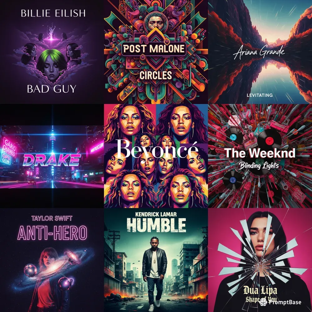 Iconic Universal Album Cover Thumbnails Imagen Prompt | PromptBase