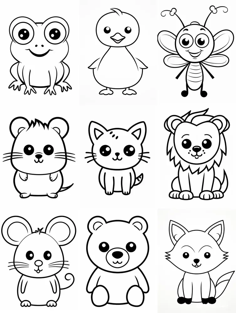 Cartoon Simple Line Coloring Pages Midjourney Prompt | PromptBase