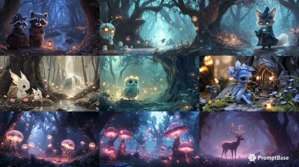 Fantasy Forests With Friendly Creatures Midjourney Prompt | PromptBase
