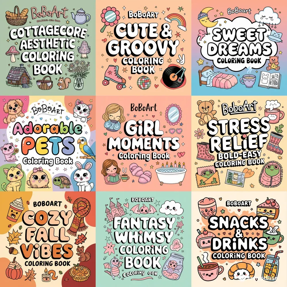 Kawaii Style Coloring Book Covers Ideogram Prompt | PromptBase