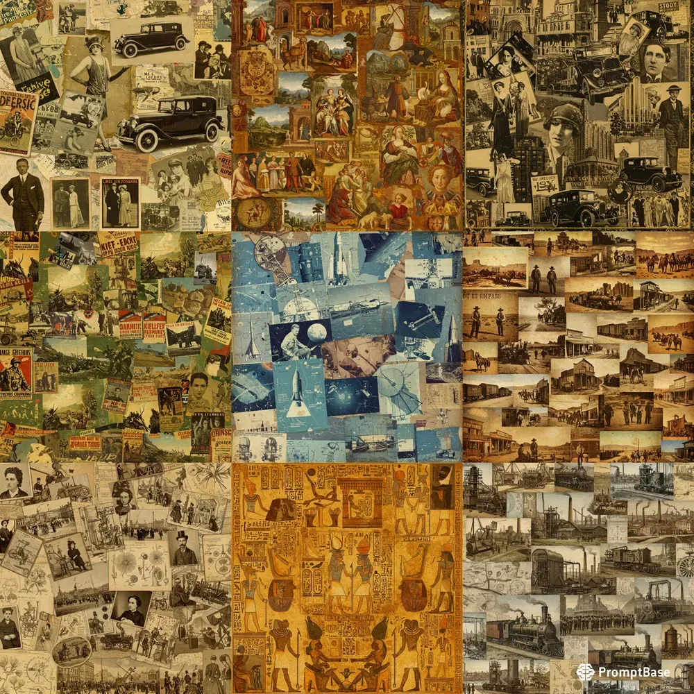 Vintage Historical Collage Backgrounds DALL·E Prompt | PromptBase