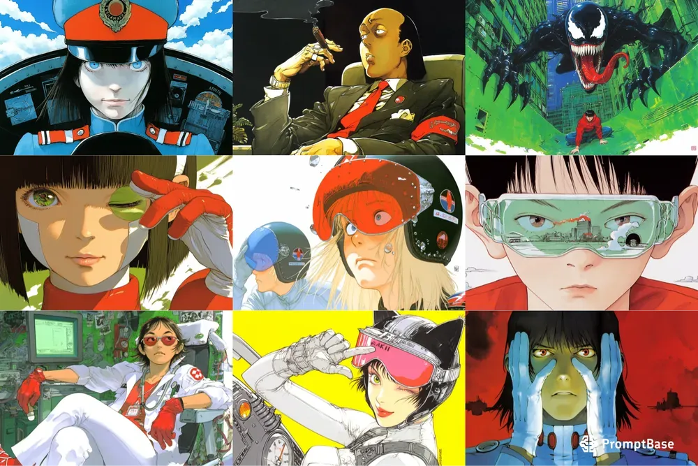 Katsuhiro Otomo Style Colored Manga Art Midjourney Prompt | PromptBase
