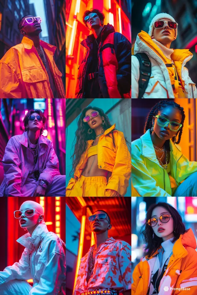Fluorescent Y2k Fashion Portrait Photos Midjourney Prompt | PromptBase