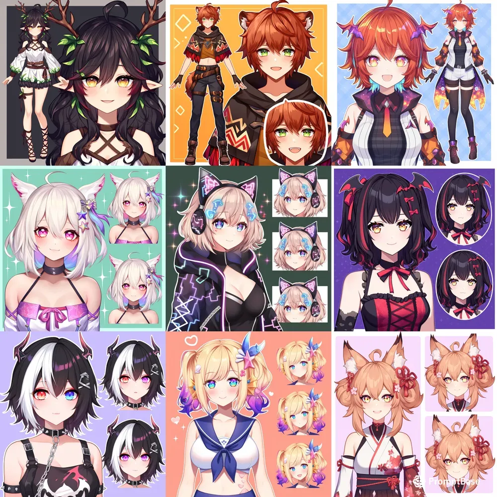 Portraits Of Animestyle Vtuber Designs Midjourney Prompt | PromptBase