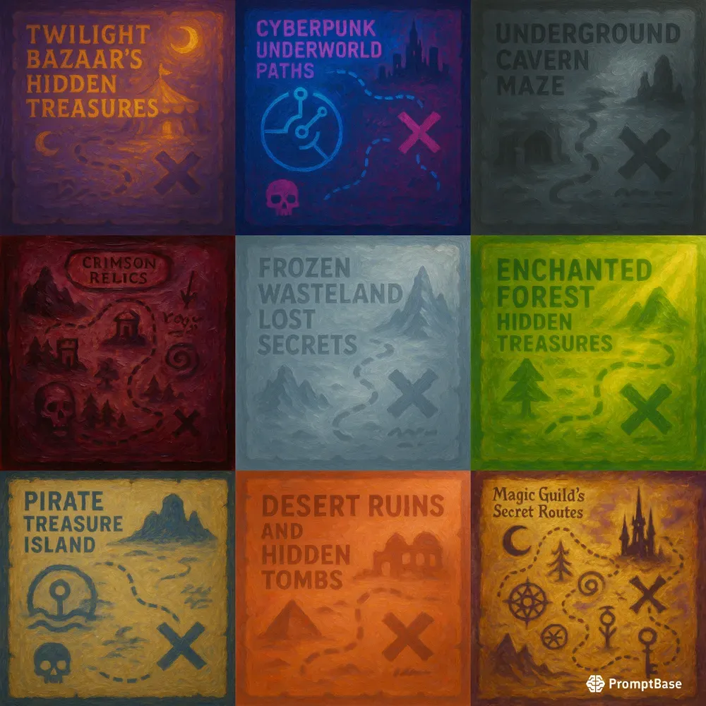 Fantasy Treasure Map Collections ChatGPT Image Prompt | PromptBase