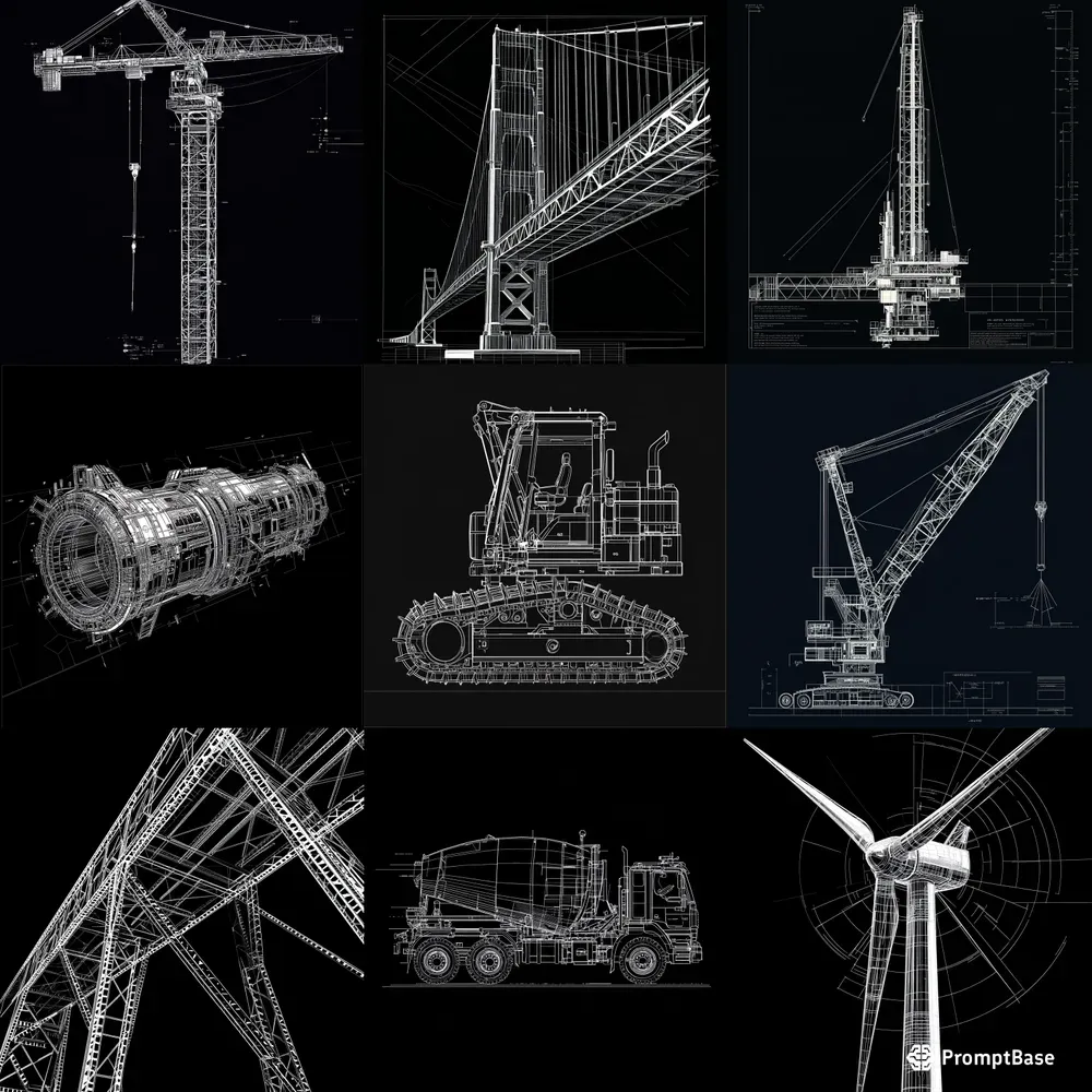 Blueprint Engineering Illustrations Midjourney Prompt | PromptBase